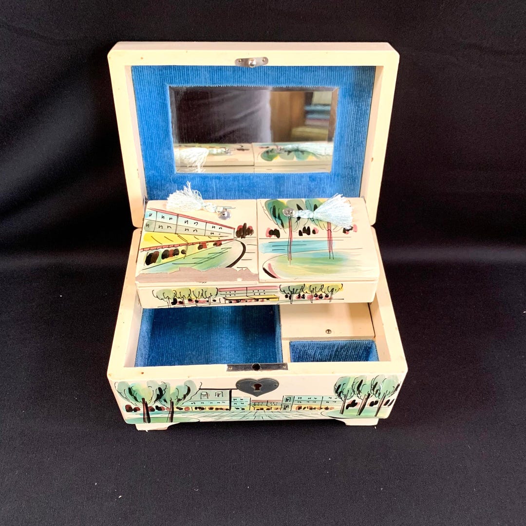 A Beautiful Asian Music Box With Multiple Compartment Inside, No Key ...