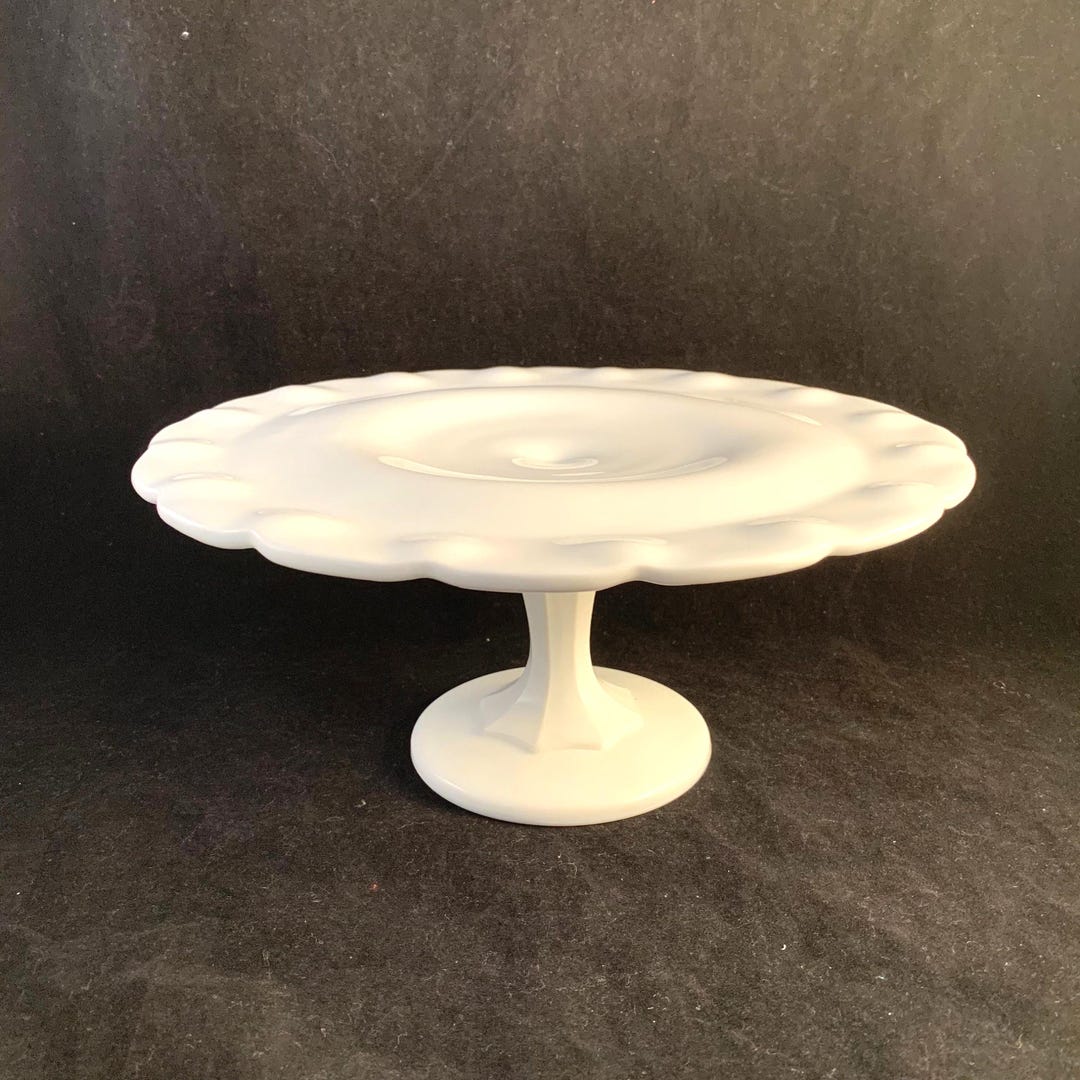 REDUCED Teardrop Milk Glass Cake Stand, Elegant Design Cake Stand ...