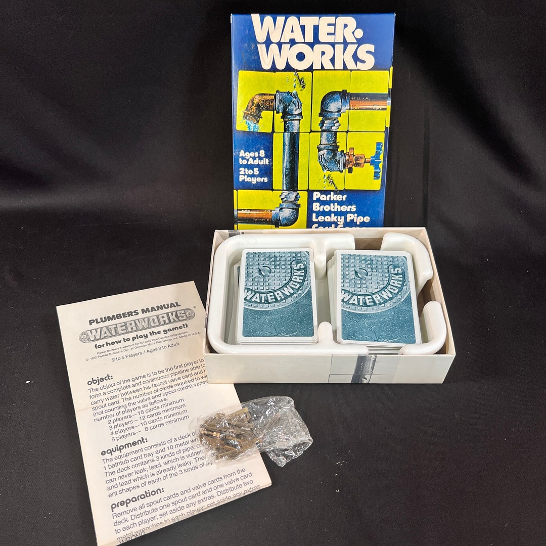 1976 Waterworks by Parker Brothers, Leaky Pipe Card Game for Ages 8 ...