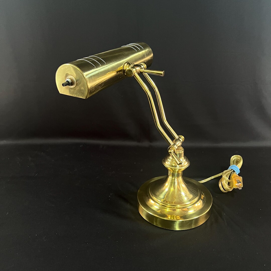 Brass Adjustable Desk Lamp, Movable Arm and Shade, Vintage Brass Desk ...