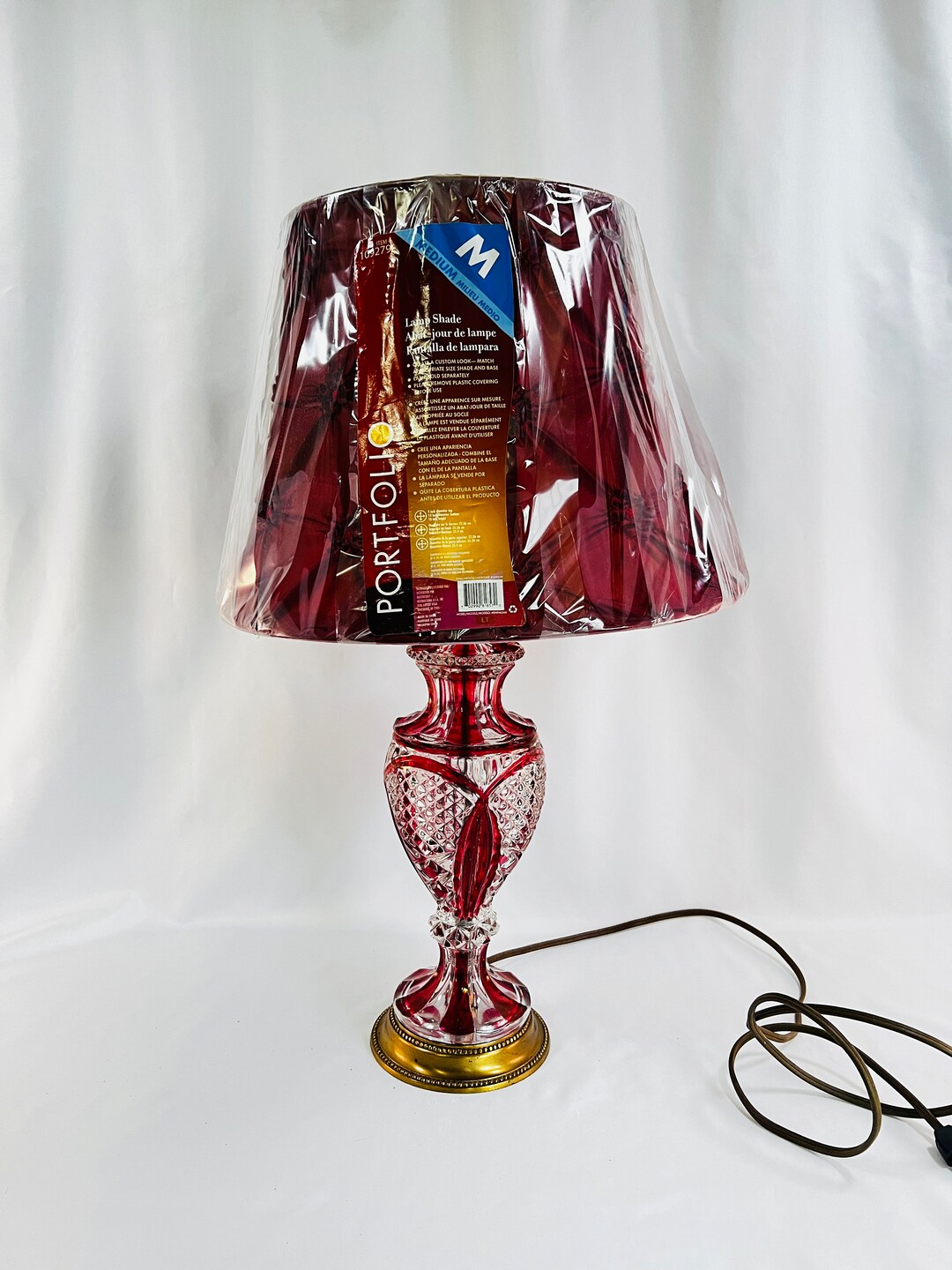 REDUCED Ruby Red Crystal Table Lamp With Beautiful Red Lamp Shade Still ...