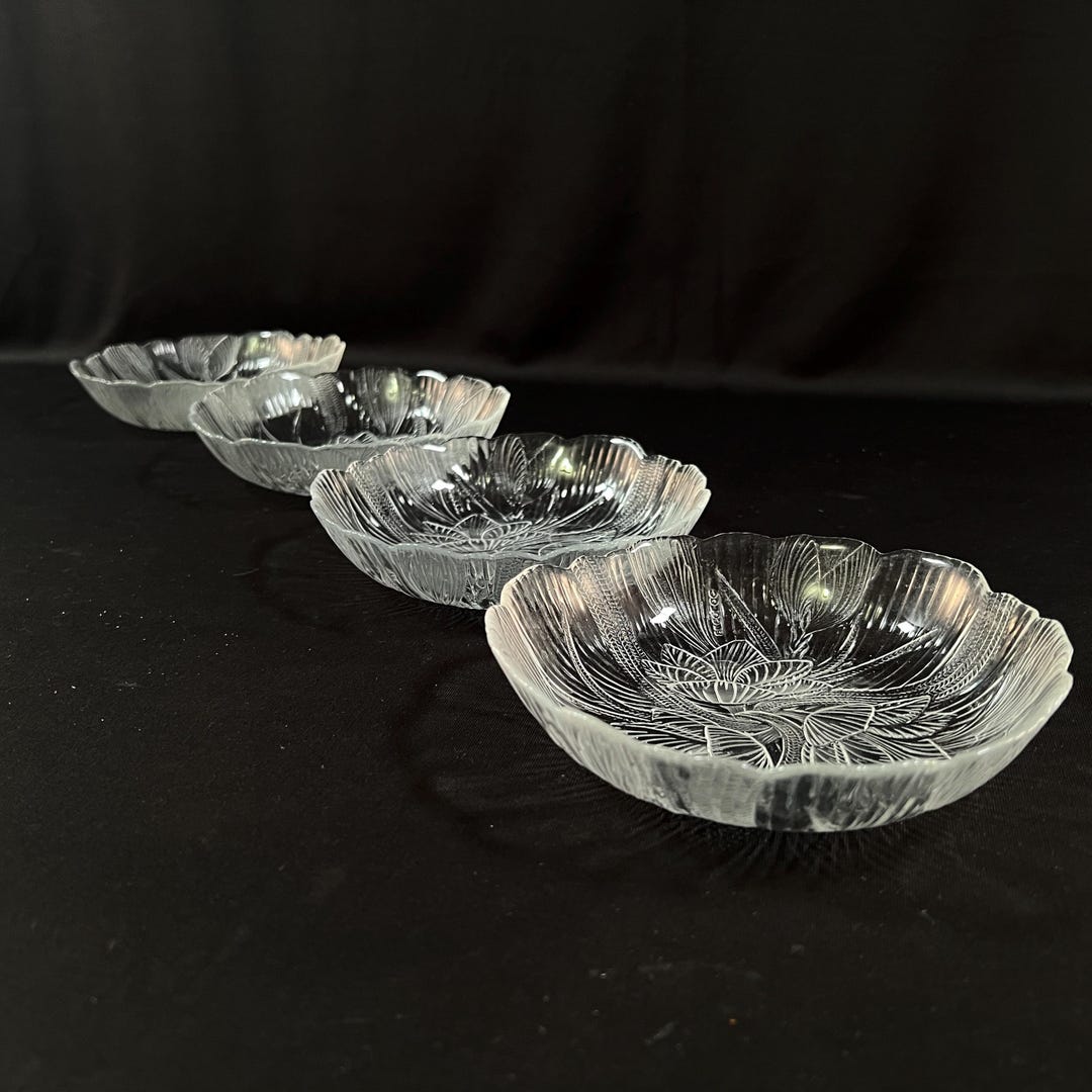 4 Berry Bowls Arcoroc Canterbury Glass Shallow Bowls, Set of 4 Rare ...