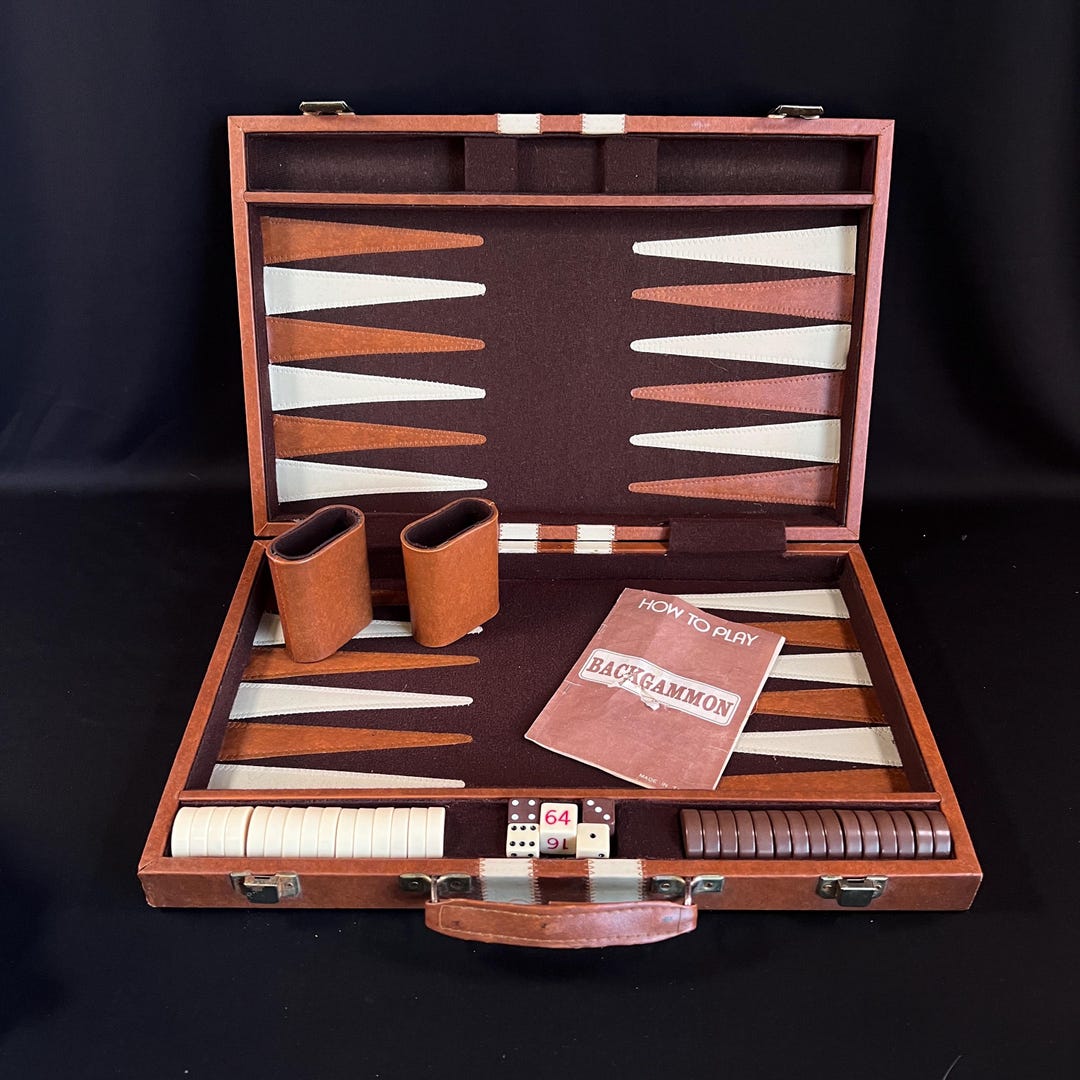 Vintage Large Backgammon Attache Set, Complete, Retro Game, Vintage ...