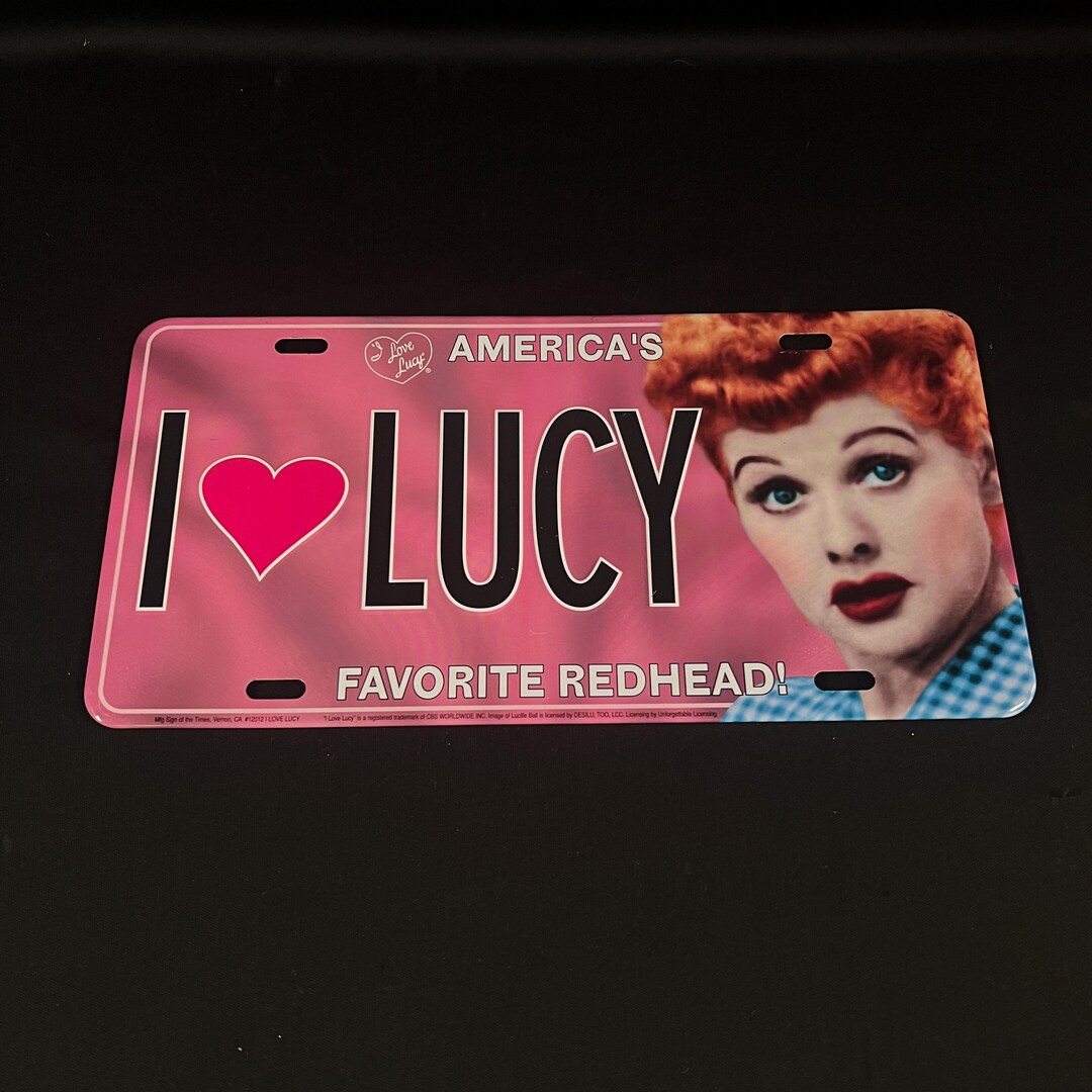 1990's I Love Lucy License Plate Sign, "i Love Lucy" Favorite Redhead ...