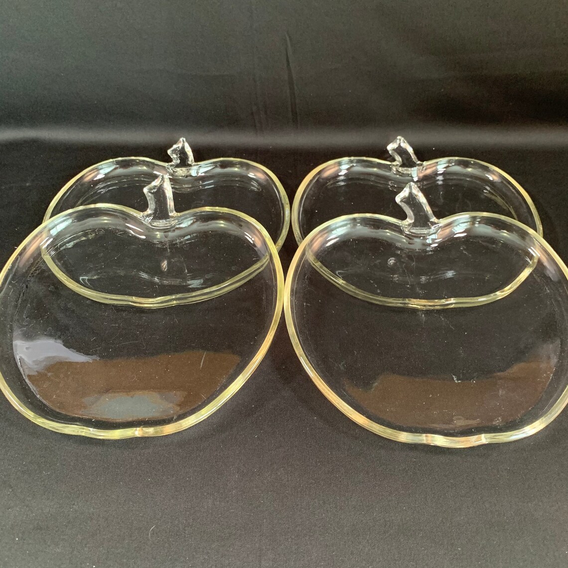Set of 4 Apple Shape Glass Plates Dishes Lunch Sandwich - Etsy
