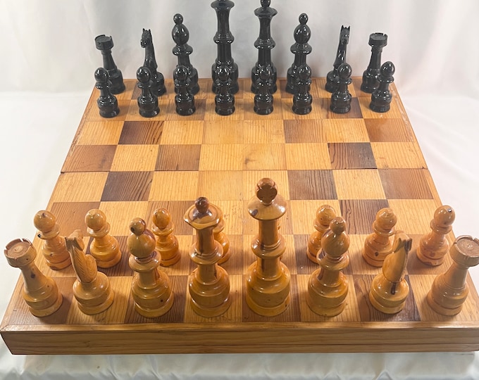 Extra Large Chess Set All Wood Board With Large Wood Chess Pieces, Fold ...
