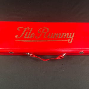 Vintage Tile Rummy in Vinyl Storage Box With Tiles, 4 Racks, 1 Dice ...