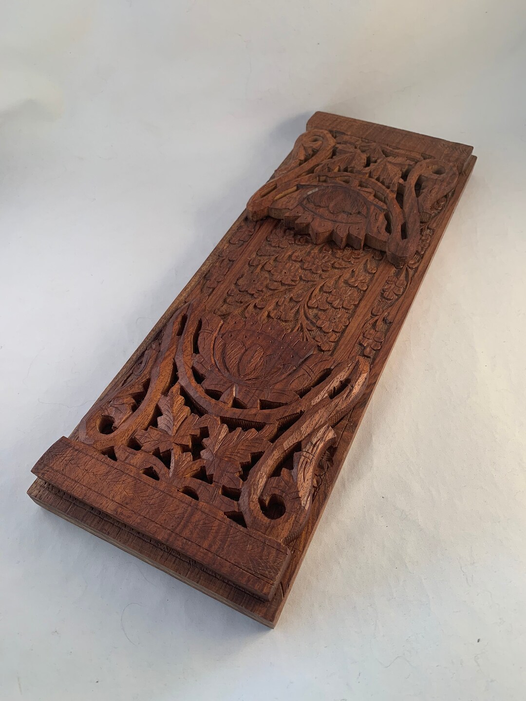 Vintage Solid Carved Wood Book Rack, Collapsible for Storage, Ornate ...