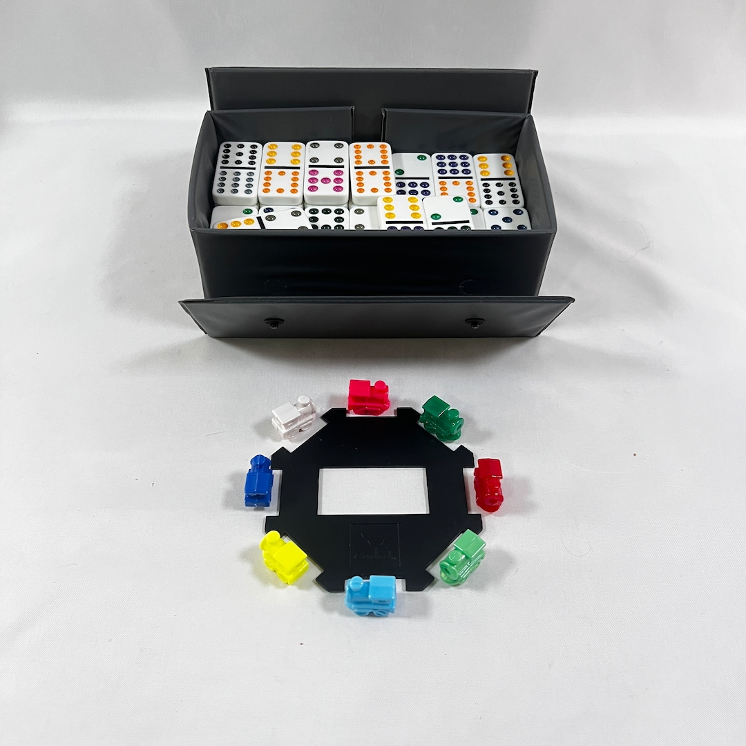 Mexican Train Double Twelve 91 Piece Set of Dominoes With 8 Trains and ...