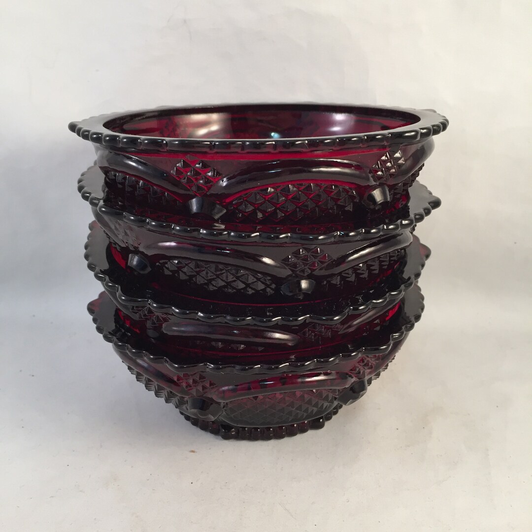Set of 4 Avon Cape Cod Small Dessert Bowls, Ruby Red 1876 Replicas ...