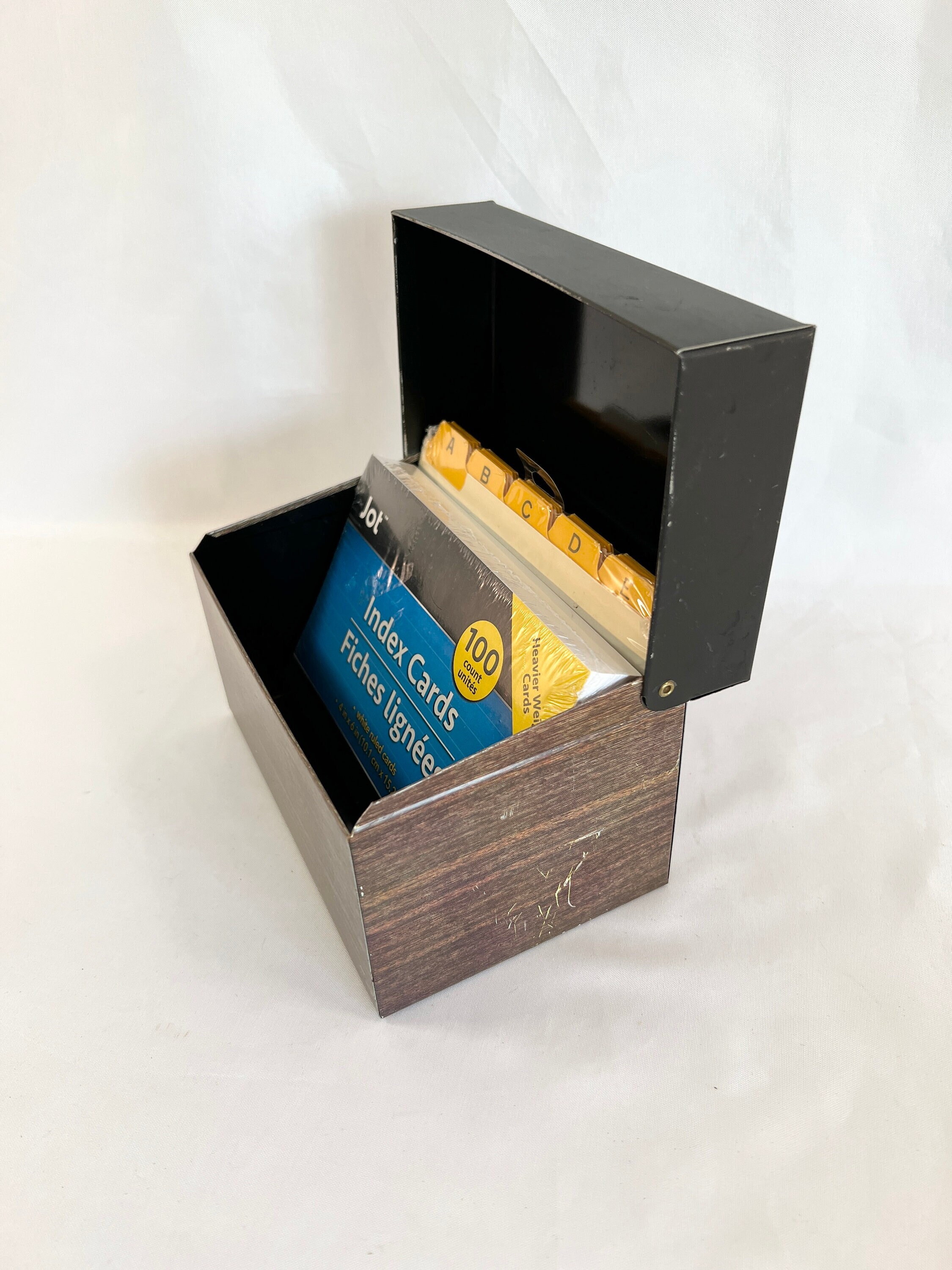 Faux Wood Metal Index Box With New Alphabetical Divider Cards - Etsy
