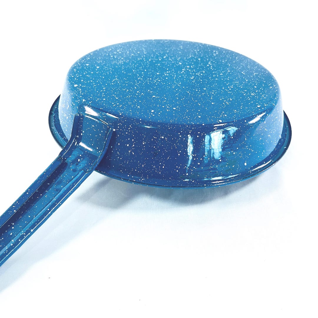 10-1/2" Enamelware Fry Pan Blue With White Speckles, Outdoor, Camping ...