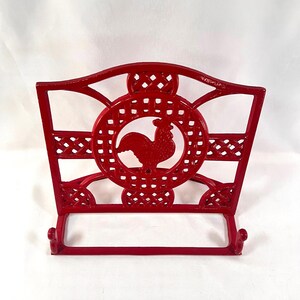 Heavy Wrought Iron Book Stand Red With Rooster Design, Picture Stand ...