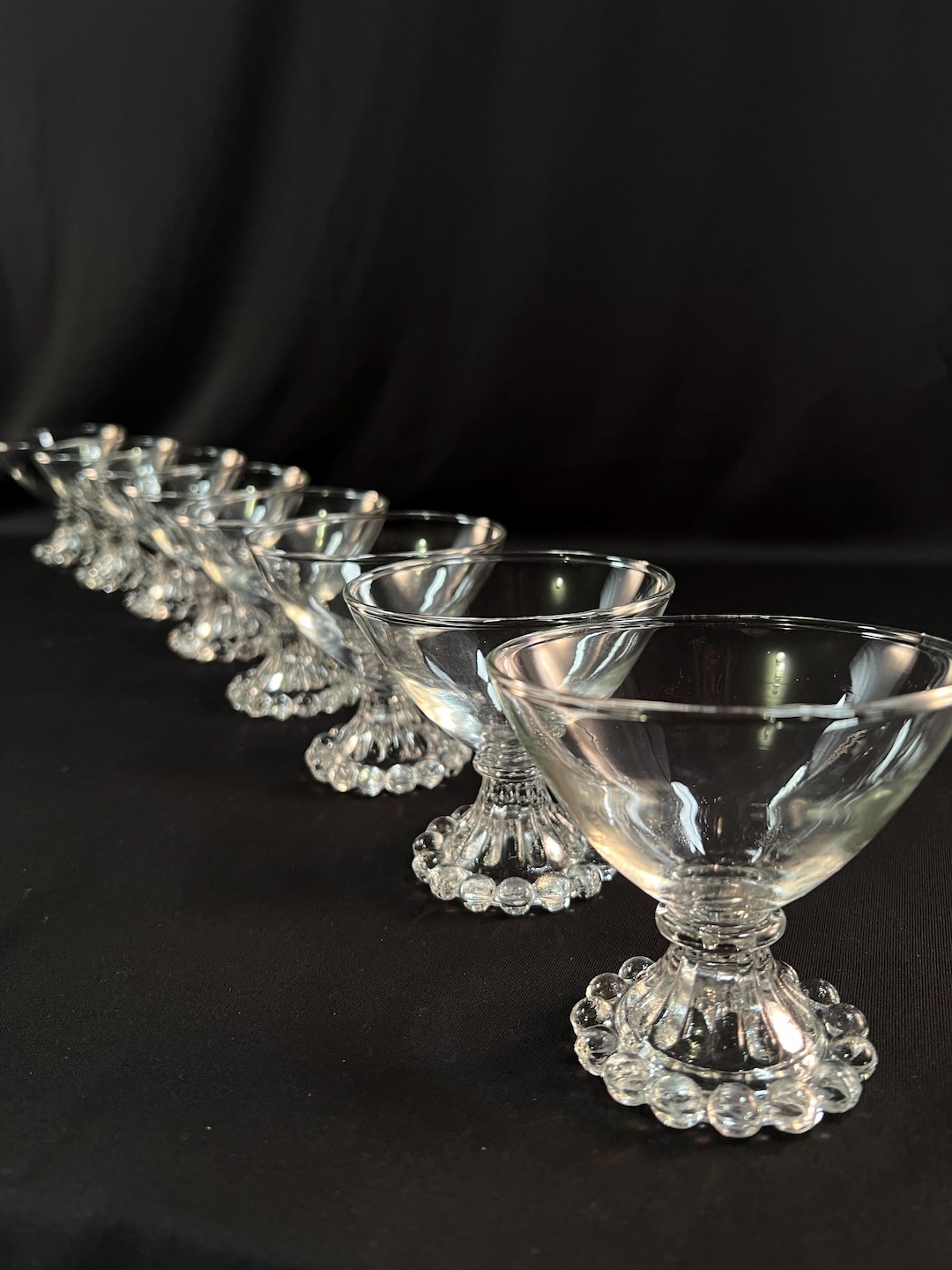 Set of 8 Clear Glass Burple/boopie Stemmed Sherbert/coupe Anchor ...