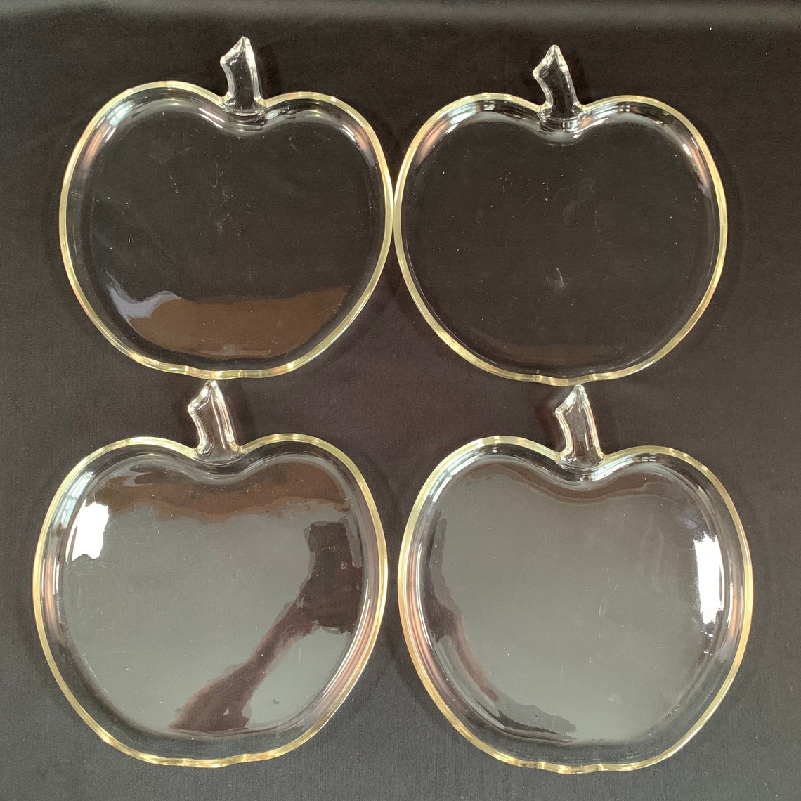 Set of 4 Apple Shape Glass Plates Dishes Lunch Sandwich | Etsy