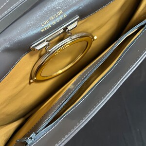 Lou Taylor Gray Shoulder Strap Handbag With Mirror, Classic Sleek ...