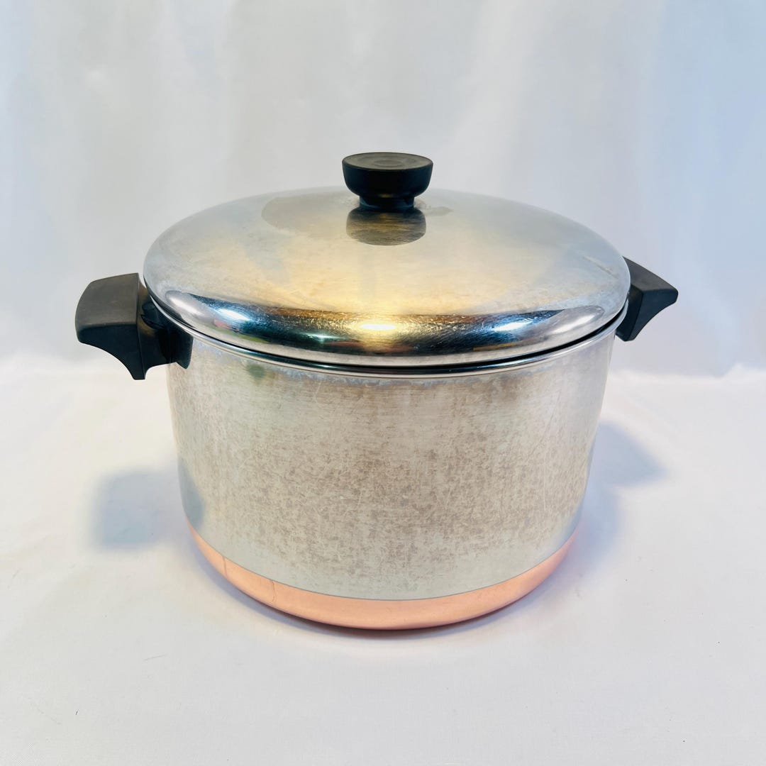 6 Quart-91e Copper Bottoms Revere Ware Pan With Lid, Double Handles ...