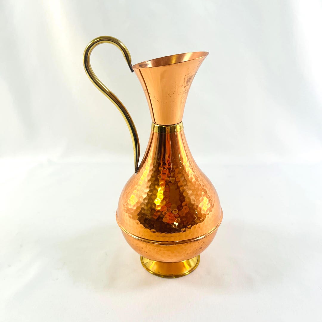 Beautiful Copper and Brass Vase, Hammered Copper Vase With Brass Handle ...