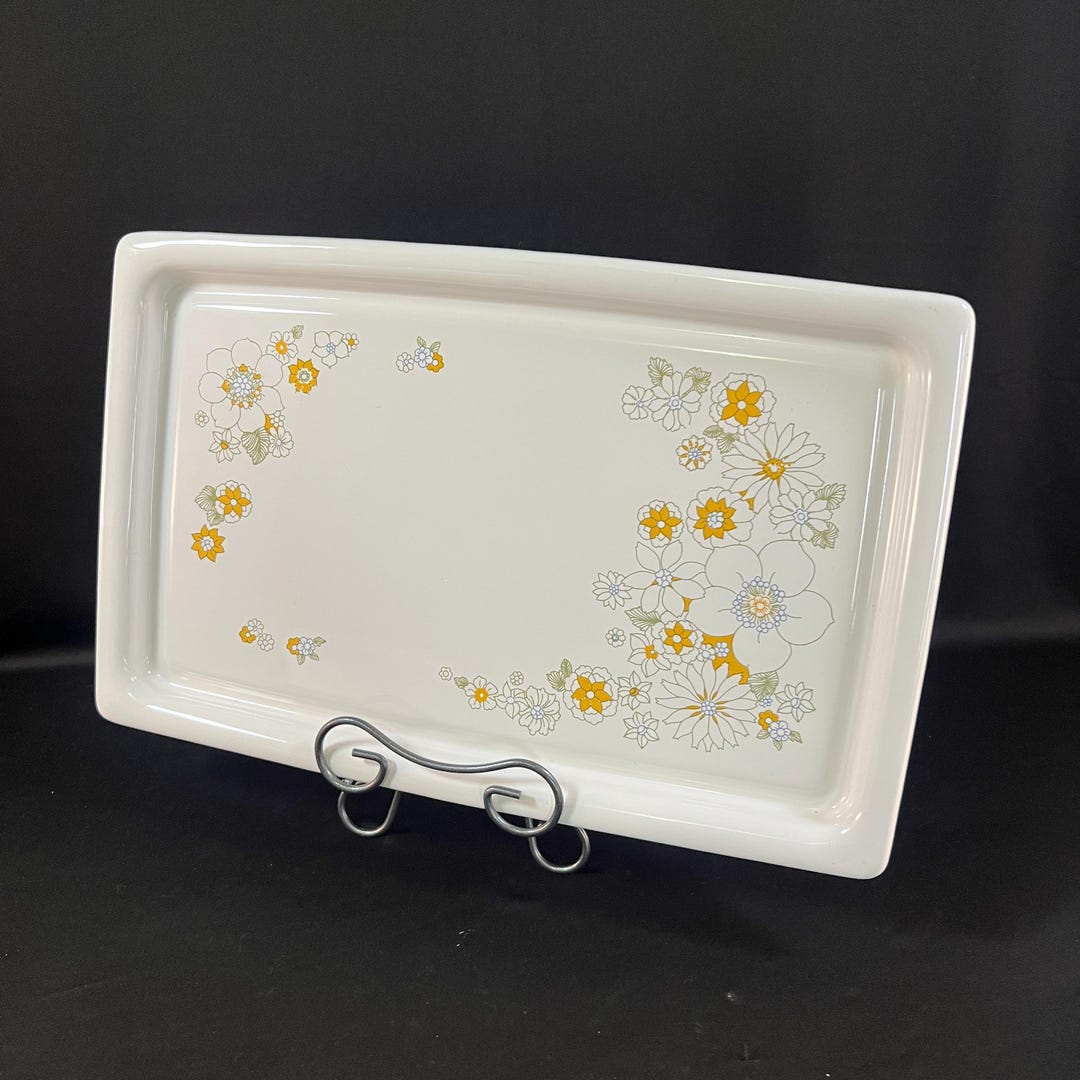 Large Floral Bouquet Corning Ware Tray Made in USA, 16" X 10", Corning ...