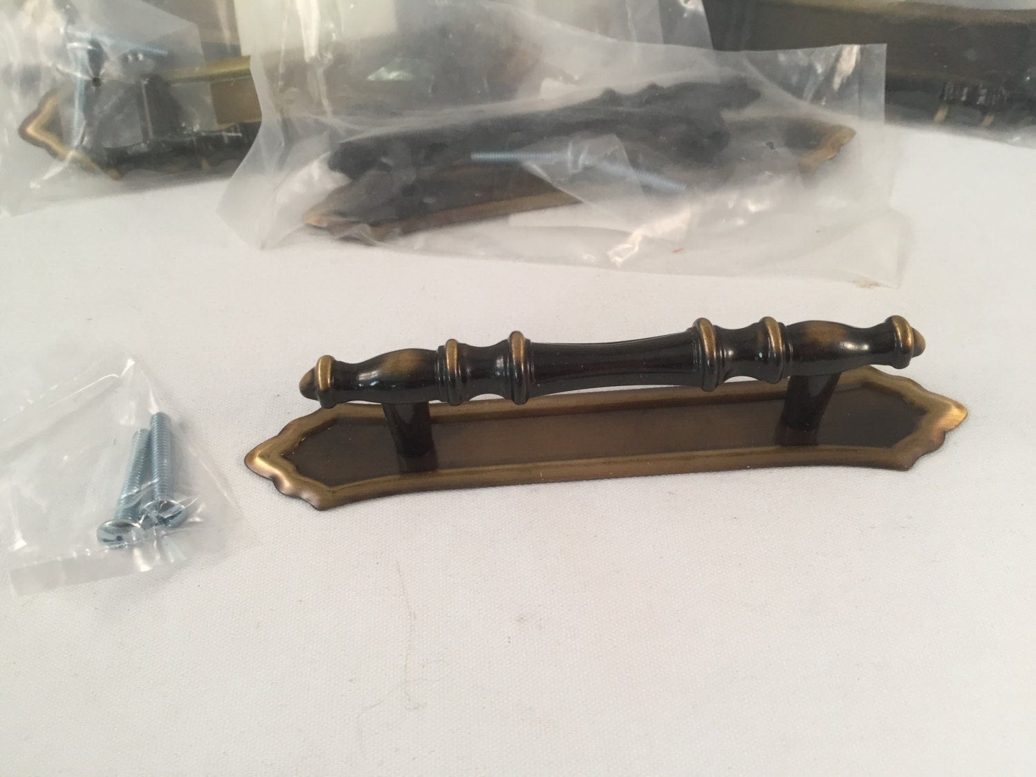 New/Vintage Metal Two Tone Drawer Handle with Back Plate and | Etsy