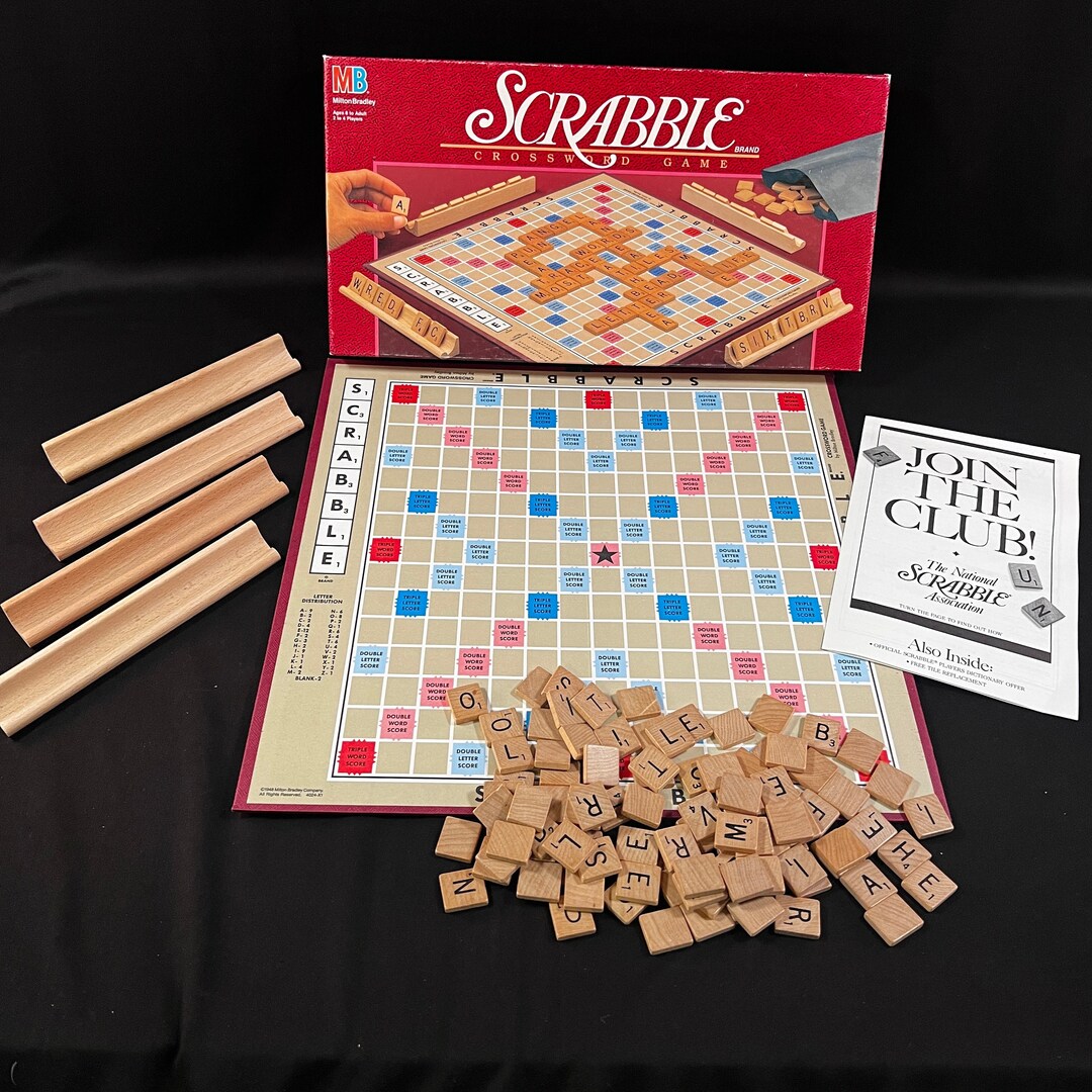 Vintage 1989 Scrabble Crossword Game Complete With 100 Wood Letter ...