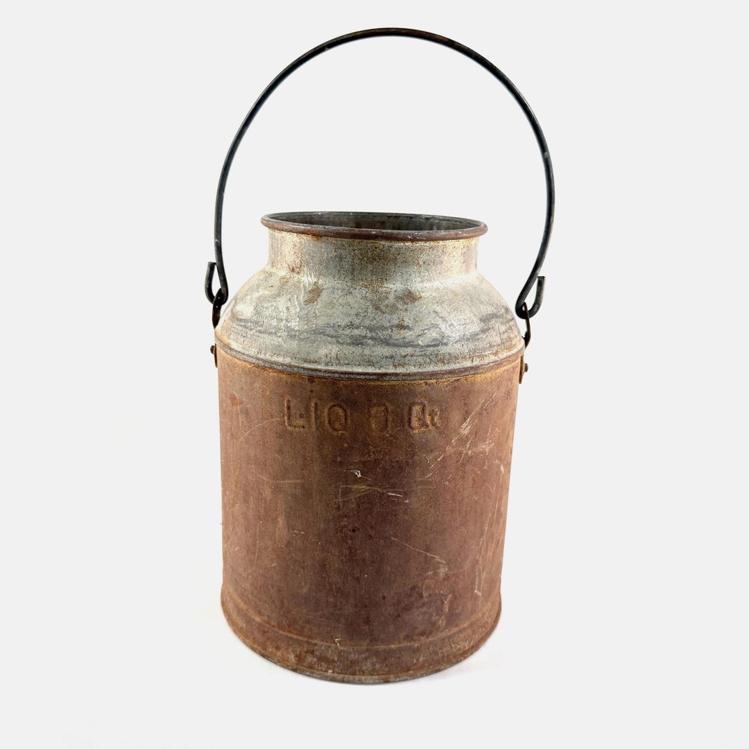 Vintage Rustic Milk Can With Handle Made in USA, 8 Quart Farmhouse ...