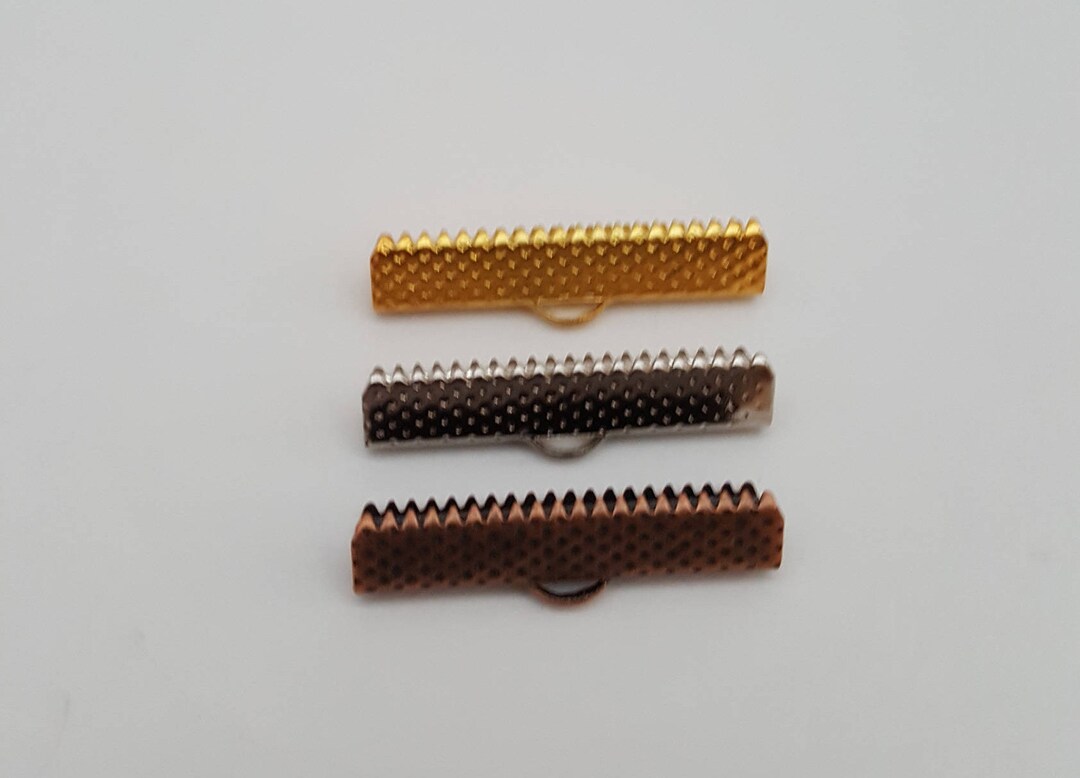 50 Pcs 30mm Copper, Gold, Silver, Ribbon Crimp Ennd Fasteners Clasp ...