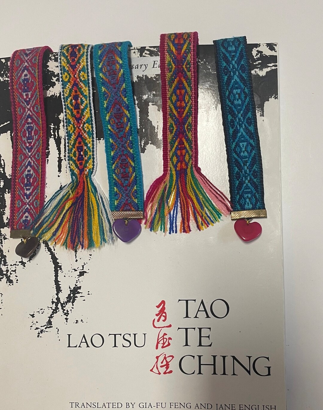 Set of Five Ethnic Woven Ribbon Bookmarks - Etsy