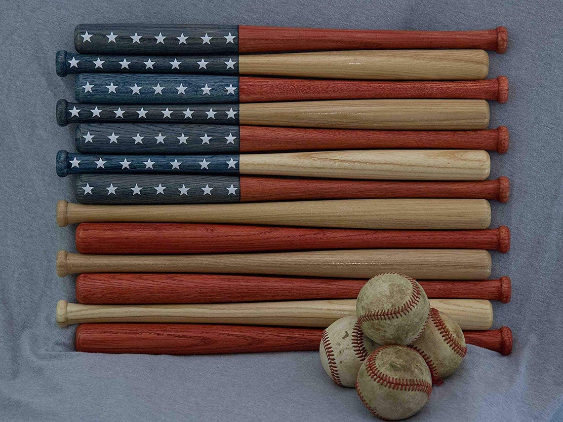American flag made out of 18 inch baseball bats. Rustic / aged | Etsy