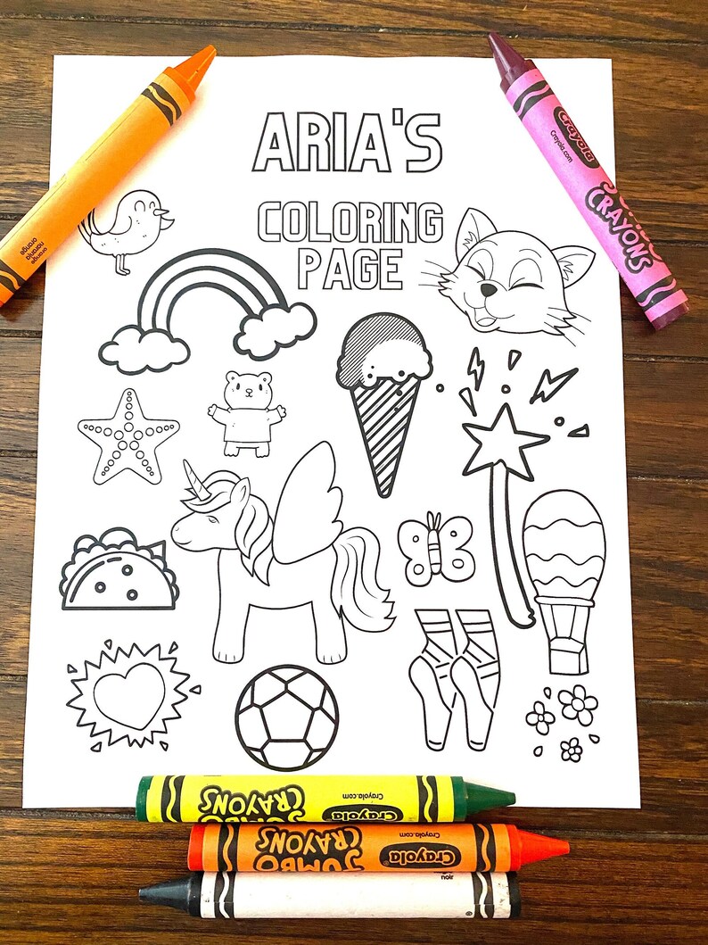 Digital Download Coloring Page Personalized Coloring Page Grayscale ...