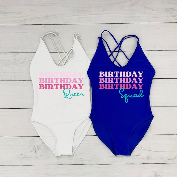 Birthday Squad Bachelorette Swim Birthday Bathing Suits Birthday