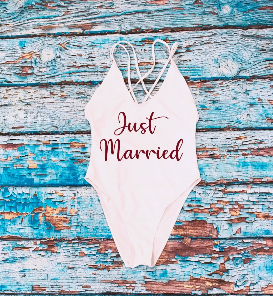 Just Married Swimsuit. One Piece Swimwear. Bride Bathing Suit. Bride ...
