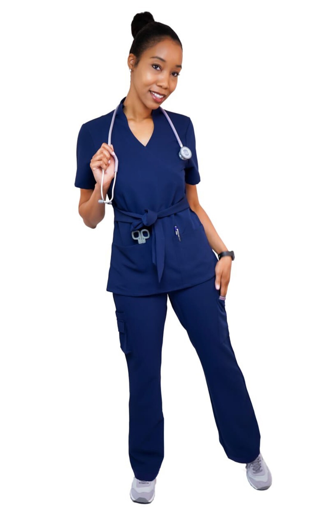 Navy Blue Mandarin Neck Scrub Suit Soft Stretch Fabric Also at Www ...