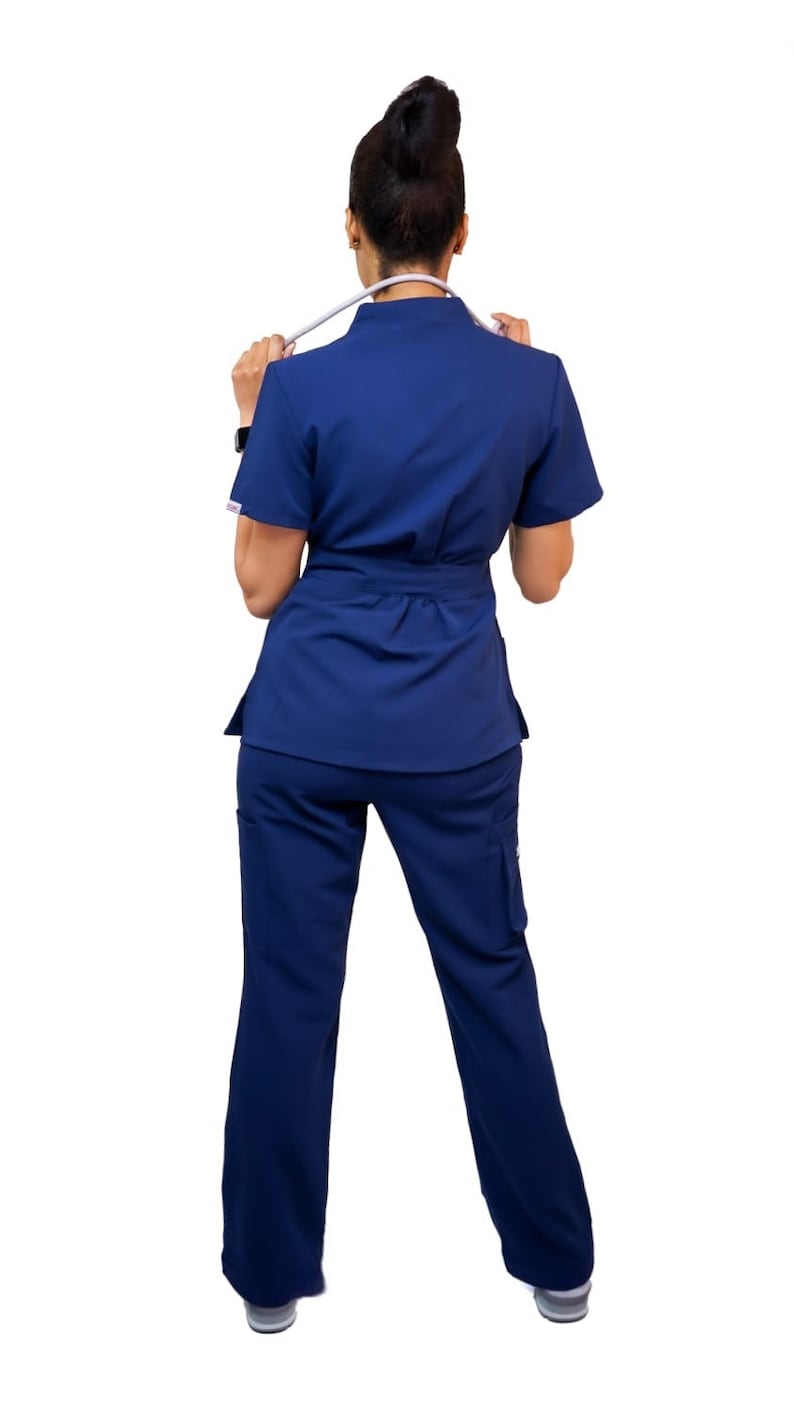 Navy Blue Mandarin Neck Scrub Suit Soft Stretch Fabric Also at Www ...