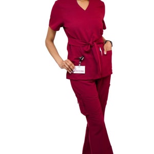Burgundy Scrub Suit Soft Stretch Fabric. Also at Www.jocciniscrubs.com ...