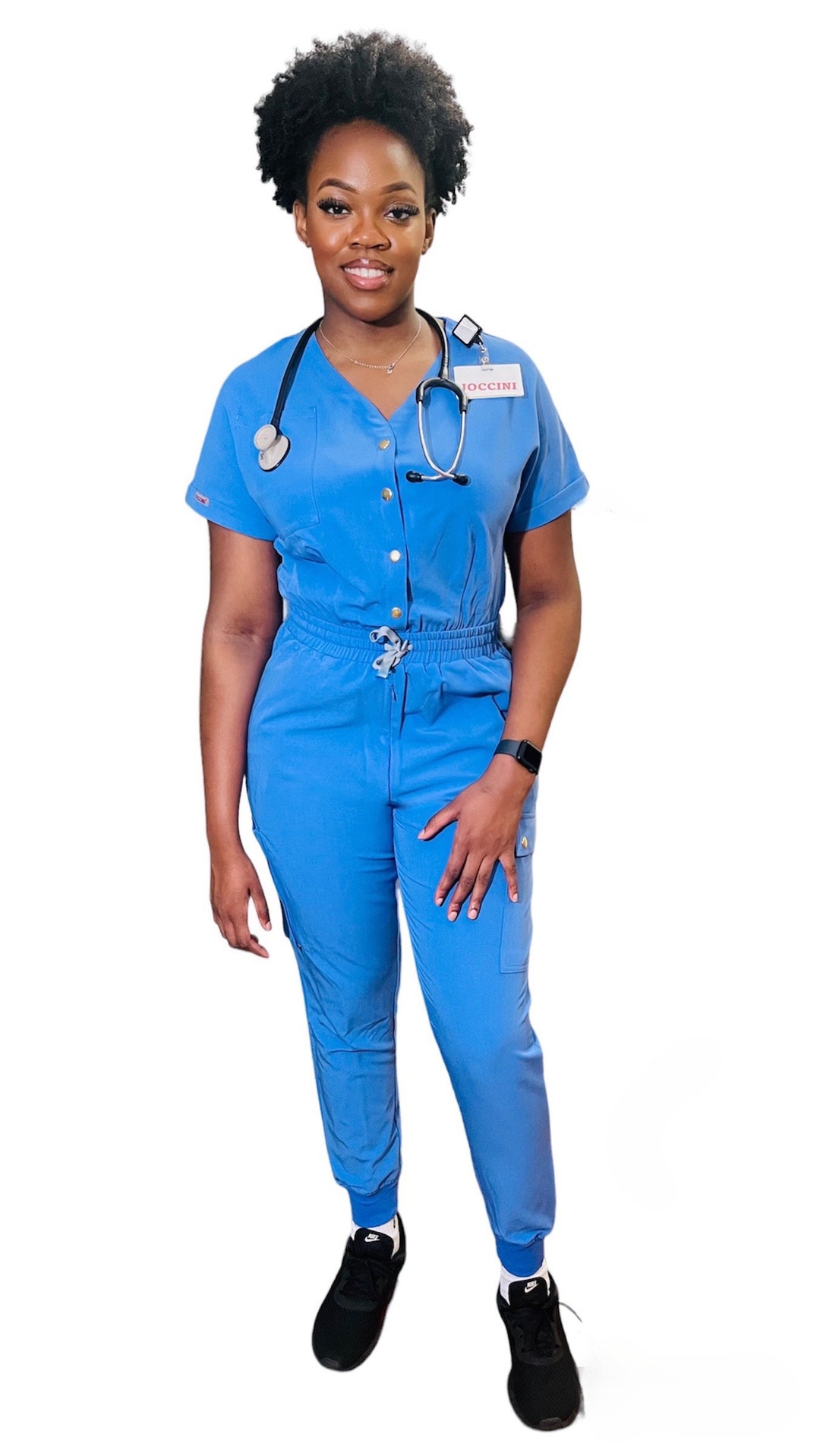 Ceil Blue Front Button Jumpsuit Scrub - Etsy