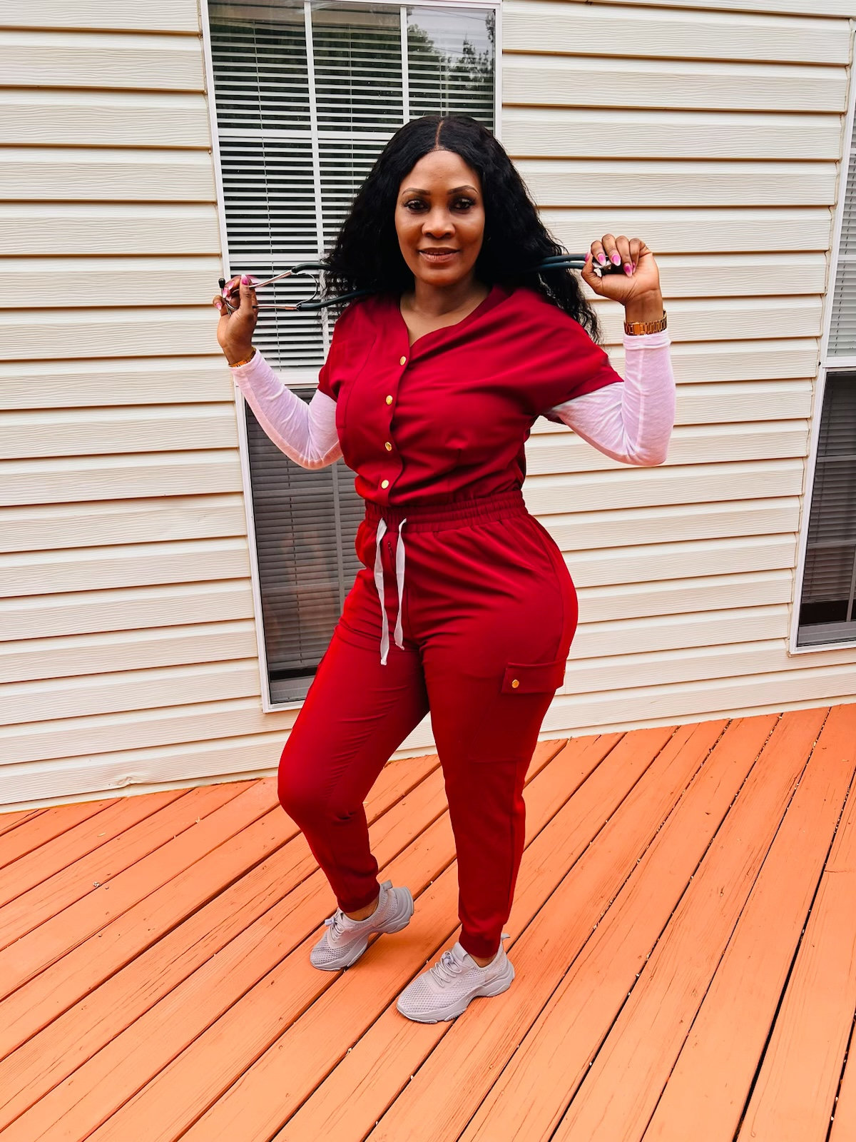 Burgundy Front Button Jumpsuit Scrub - Etsy