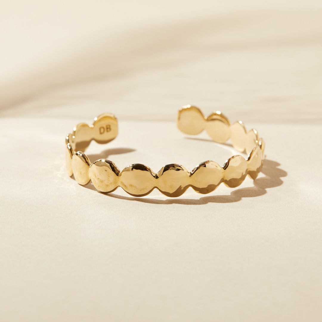 Chunky Gold Cuff Bracelet, Simple Gold Hammered Bracelet, Minimalist ...