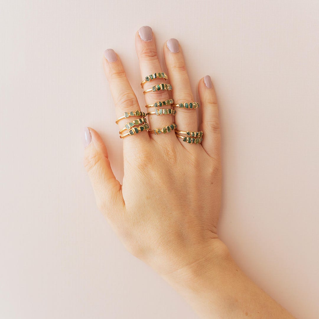 Natural Green Gemstone Ring, Forest Inspired Jewelry, Woodland Wedding ...