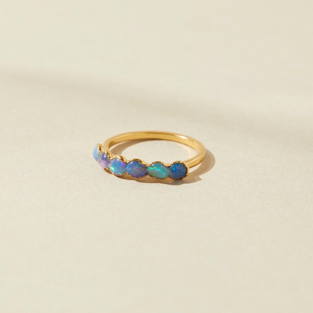 Purple Opal Ring, October Birthstone Ring, Stacking Opal Ring, Handmade Opal Jewelry, Raw Opal ...