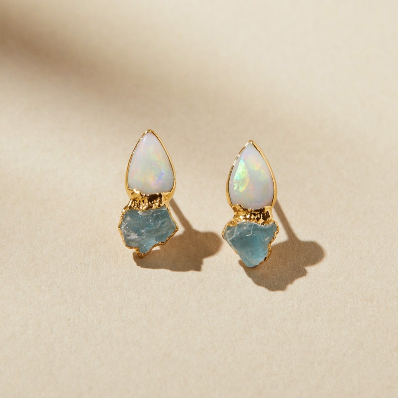 Raw Opal Earrings Natural Australian Opal Jewelry Opal - Etsy