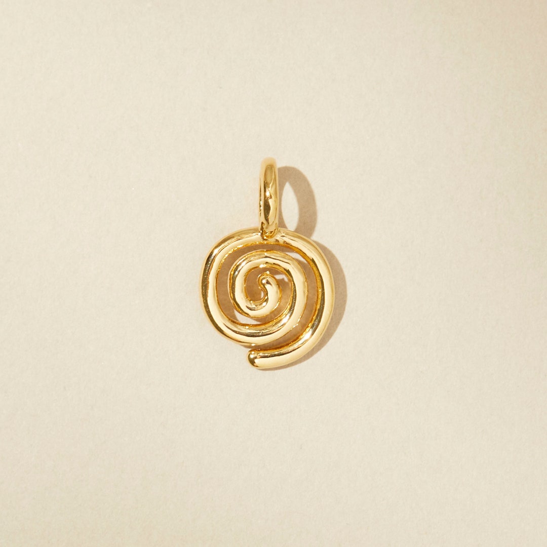 Gold Spiral Necklace, Swirl Pendant, Spiral Charm Necklace, Coil Charm ...
