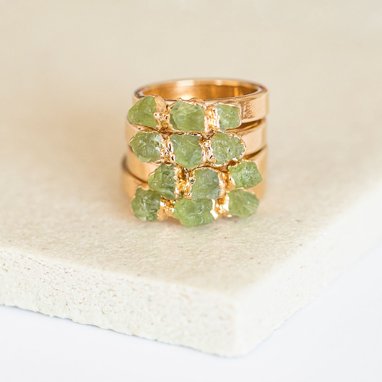 Green Peridot Ring Raw Peridot Stacking Ring August - Etsy