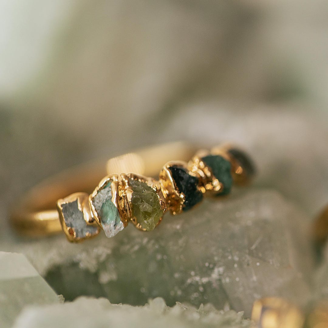 Green Crystal Ring, Lucky Gemstone Ring, Healing Crystal Ring ...