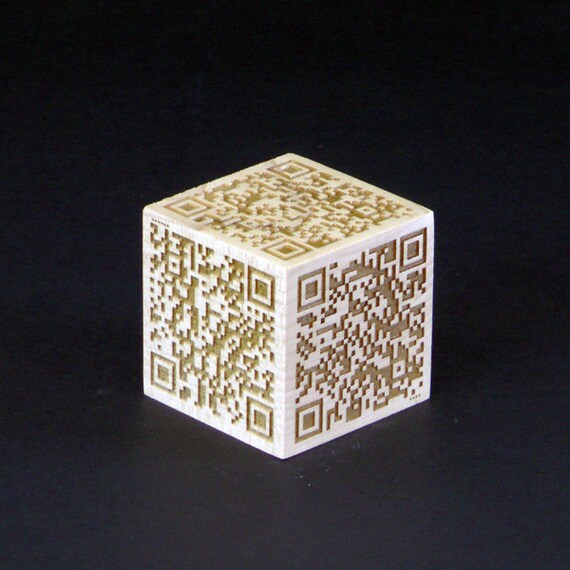 Items similar to Delta, a 2" Natural Wood Programmable Qr-Cube QRC200 ...