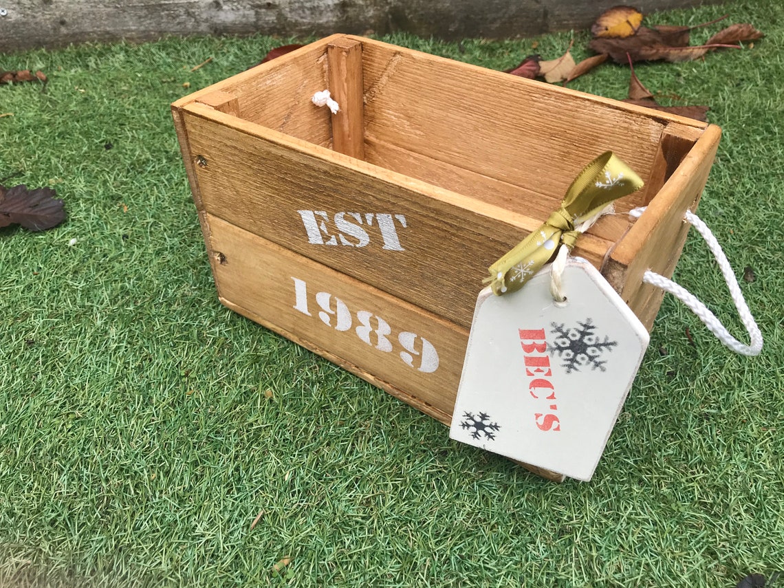 Handmade Personalised Date Crates - Etsy UK