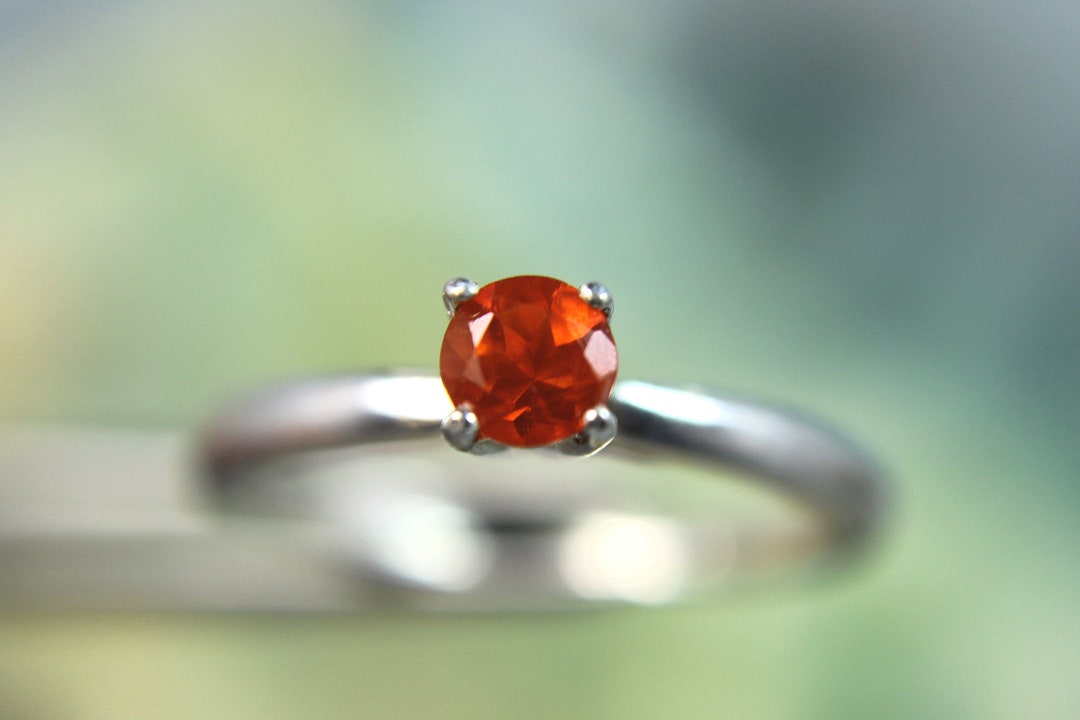 Opal - Fiery Orange Mexican Fire Opal Birthstone or Pinky Ring .925 ...