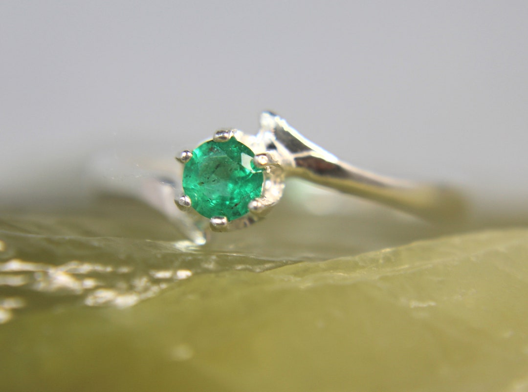 EMERALD Genuine Bright Green Emerald Birthstone .925 Sterling Silver ...