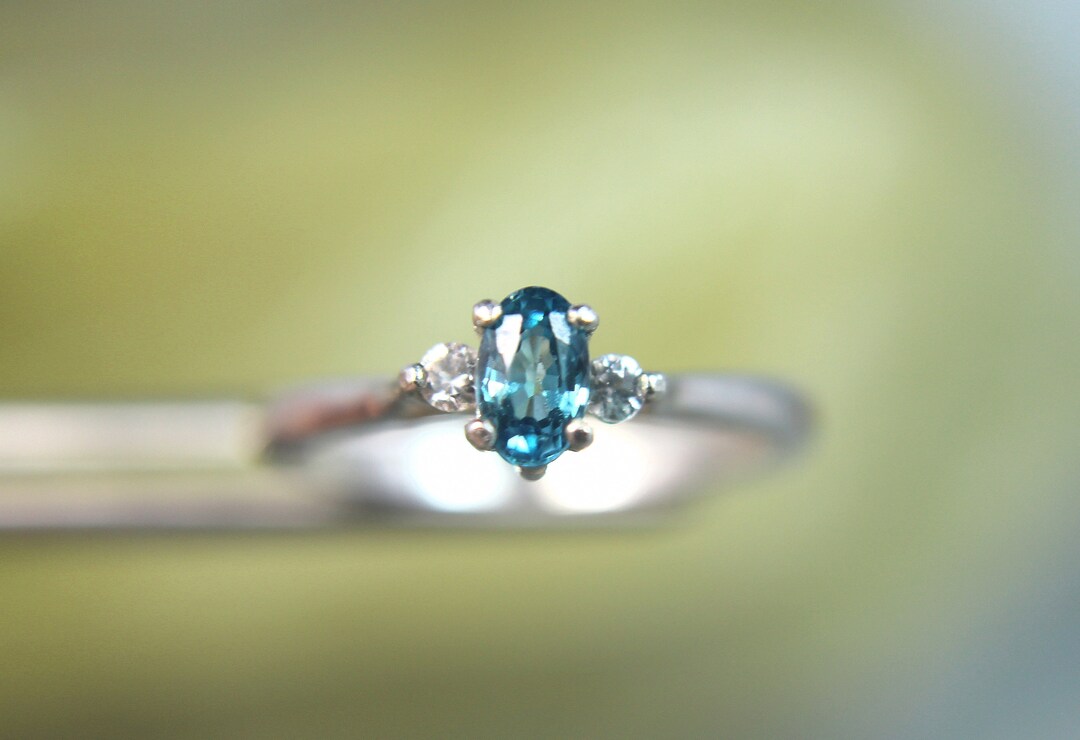 ZIRCON - Genuine Brilliant Blue Zircon With White Zircon Accents .925 ...