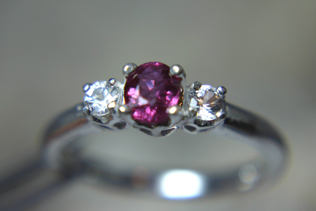 Ruby Ring: 925 Sterling Silver Red Magenta Flash White Sapphire Accents ...